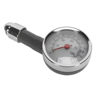 Sealey Dial Type Pressure Gauge With Offset Valve Connector 0-100 PSI ...