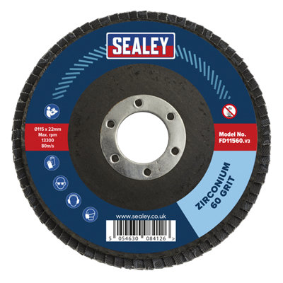Sealey FD11560 115mm Zirconium Flap Disc 60Grit 22mm Bore