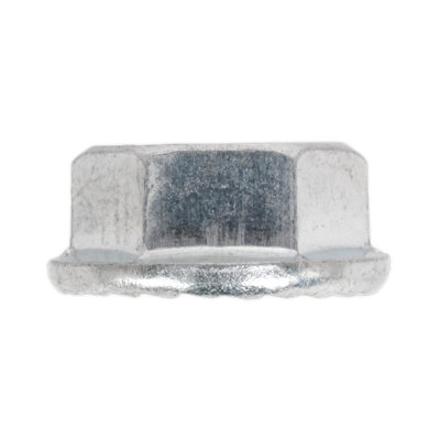 Sealey Flange Nut Serrated M6 Zinc Plated DIN 6923 Silver Pack of 100 ...