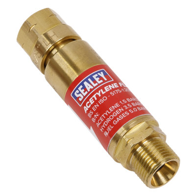 Sealey Flash Back Arrestor Acetylene With Thermal Cut Off Colour Coded ...