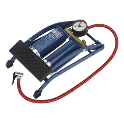 Sealey Foot Pump Twin Barrel Dial Type Pressure Gauge With Rotating ...