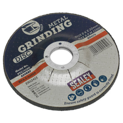 Sealey Grinding Disc 115 x 6mm 22mm Bore Aluminium Oxide Depressed PTC/115G