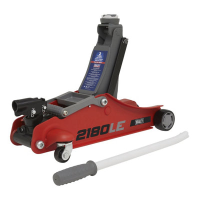 Sealey Handle Trolley Jack 2 Tonne Low Profile Short Chassis Red 2180LE