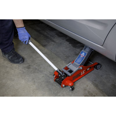 Sealey Handle Trolley Jack 2 Tonne Low Profile Short Chassis Red 2180LE
