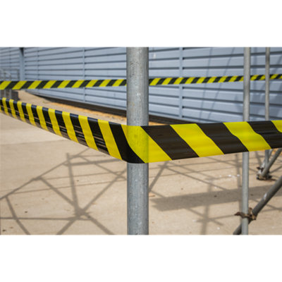 Sealey Hazard Warning Barrier Tape 80mm x 100m Black Yellow Non ...