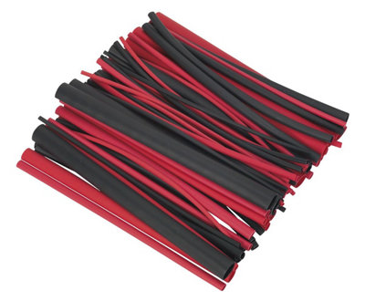 Sealey Heat Shrink Tubing Assortment 72pc Black & Red Adhesive Lined ...