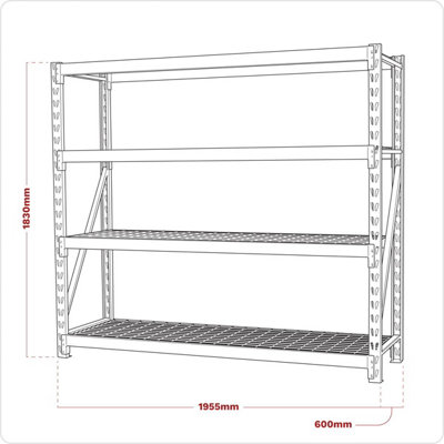 Sealey Heavy-Duty Racking Unit with 4 Mesh Shelves 640kg Capacity Per ...