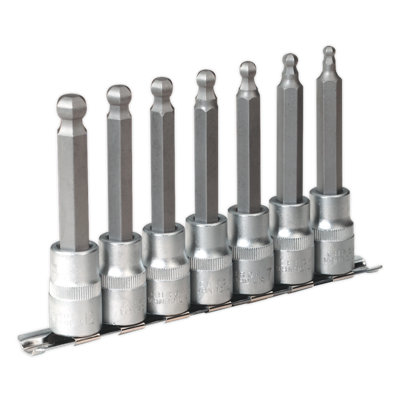 Sealey Hex Ball-End Socket Bit Set 7 Pieces 100mm 1/2" Square Drive ...