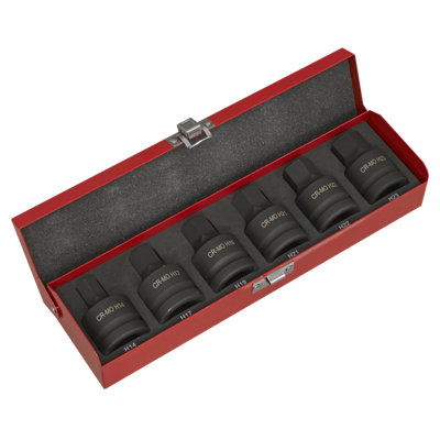 Sealey Hex Socket Bit Set Phosphate Finish 3/4" Square Drive 6 Pieces ...