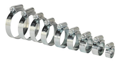 Sealey Hi Grip Hose Clips 85 Pieces Assorted Zinc Plated 12mm - 55mm HCJ85A