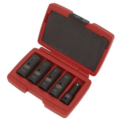 Sealey Impact Socket Set 1/2"Sq Drive 77mm Double Ended 18.5 x 22.5mm ...