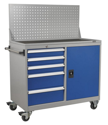 Sealey Industrial Mobile Workstation 5 Drawer & 1 Shelf Locker API1103A