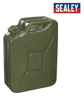 SEALEY JERRY CAN FUEL 20 LITRE 20L METAL PETROL DIESEL 20L ARMY ...