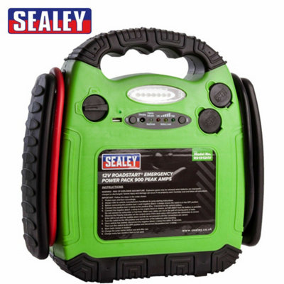 Sealey Jump Starter Portable Emergency Power Pack 12V 900A Car Battery ...