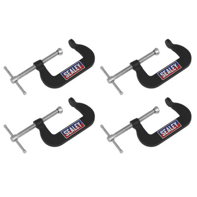 Sealey Junior C-Clamp Set 51mm x 32mm Jaw Opening/Throat Depth 4 Pieces ...