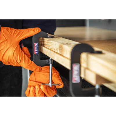 Sealey Junior C-Clamp Set 51mm x 32mm Jaw Opening/Throat Depth 4 Pieces ...