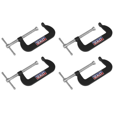 Sealey Junior C-Clamp Set 76mm x 35mm Jaw Opening/Throat Depth 4 Pieces ...