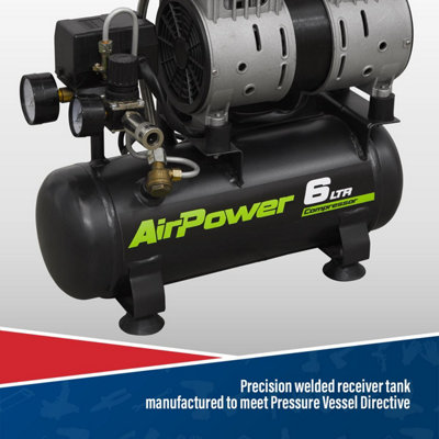 Sealey Low Noise Air Compressor 6L Direct Drive 0.7hp SAC0607S