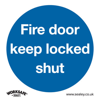 Sealey Mandatory Safe Sign Fire Door Keep Locked Shut Self-Adhesive x10 ...