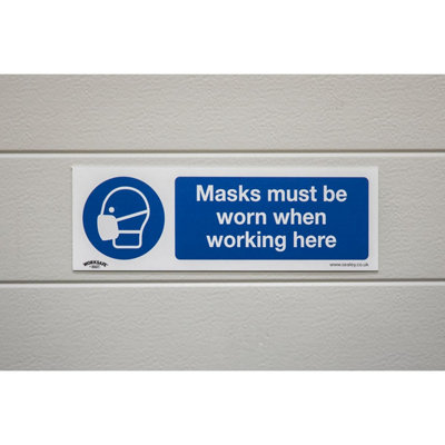 Sealey Mandatory Safety Sign Masks Must Be Worn Self-Adhesive Vinyl x10 ...