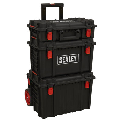 Sealey Mobile Storage System Set 3 Pieces Heavy-Duty Shockproof Plastic ...