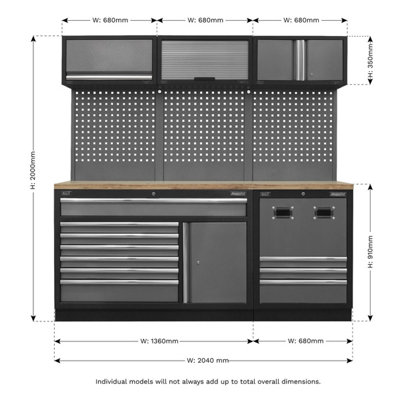 Sealey Modular Storage System Combo - Pressed Wood Worktop APMSSTACK14W ...