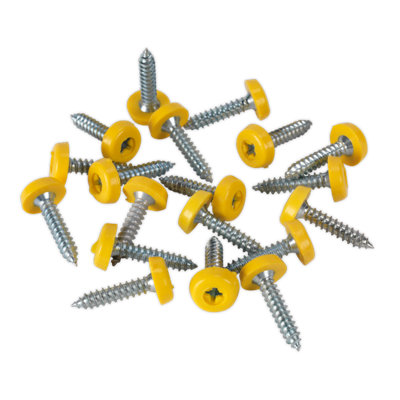 Sealey Number Plate Screw Plastic Enclosed Head 4.8 x 24mm Yellow Pack ...