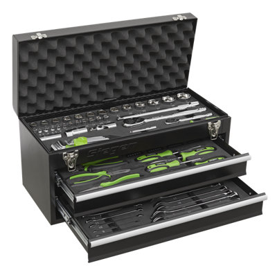 Sealey Portable Tool Chest Box Storage Cabinet 2 Drawers 90 Pcs Tool ...