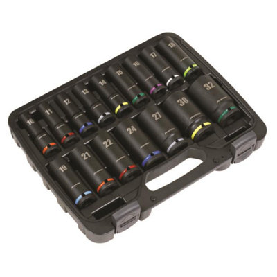 Sealey Premier 16pc 1/2" Sq Drive Impact Socket Set Metric 10 - 32mm ...