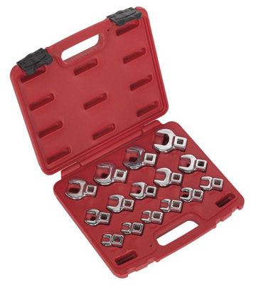 Sealey Premier Crow's Foot Open-End Spanner Set 3/8"Sq Drive 15pc AK59891