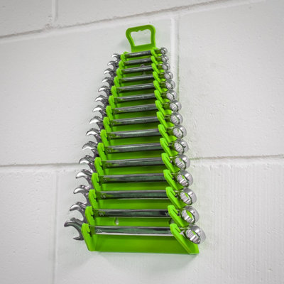 Sealey Reverse Spanner Rack Capacity 15 Spanners Hi-Vis Green WR09HV