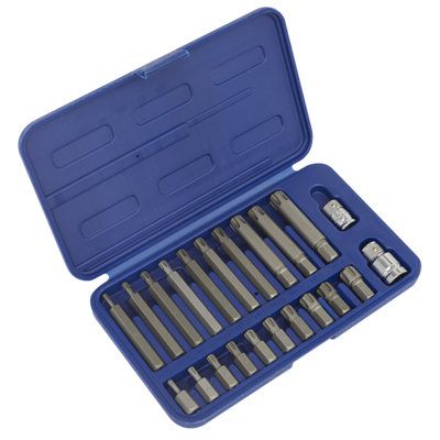Sealey Ribe Bit Set 22pc 3/8" & 1/2" Square Drive Chrome Vanadium Steel ...