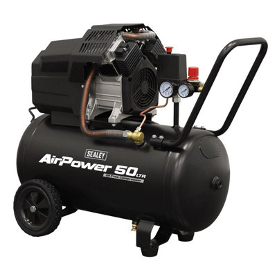 Sealey SAC5002 Air Compressor 50L V-Twin Oil Free Direct Drive 3hp