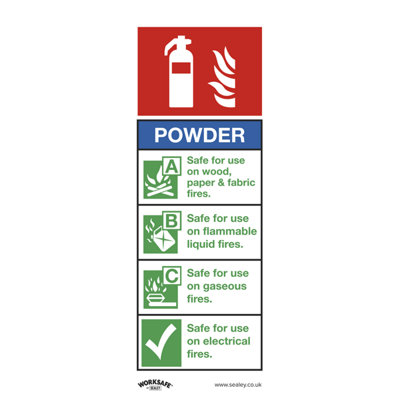 Sealey Safe Conditions Sign Powder Fire Extinguisher Self-Adhesive ...