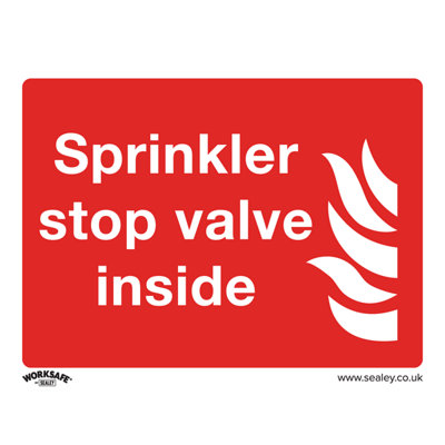Sealey Safe Conditions Sign Sprinkler Stop Valve Self-Adhesive x10 SS23V10