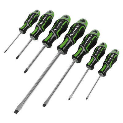 Sealey Screwdriver Set With Hanging Holes 7 Pieces GripMAX Hi-Vis Green ...