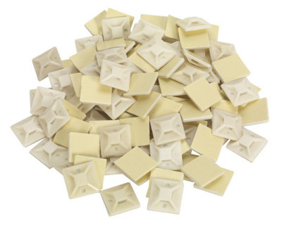 Sealey Self-Adhesive Cable Tie Mount 30 x 30mm White Pack of 100 CTM3030W