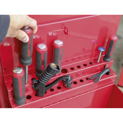 SEALEY SIDE CABINET FOR LONG HANDLE TOOLS - RED APLHT