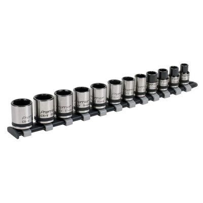 Sealey Socket Set 12 Pcs 3/8" Square Drive Lock-On 6 Point Black Series ...