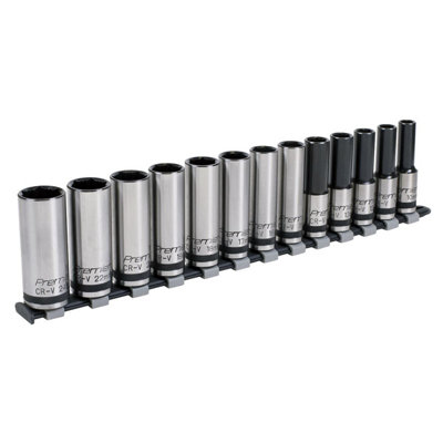 Sealey Socket Set 13 Pieces 1/2" Square Drive Deep Lock-On Metric ...