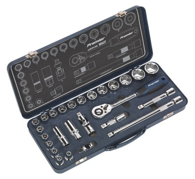 Sealey Socket Set 26 Pieces 1/2" Square Drive Lock-On 6 Point Metric ...