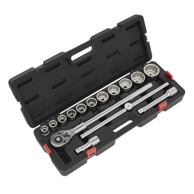 Sealey Socket Set 3/4" Square Drive 12-Point WallDrive 15 Pieces Metric ...