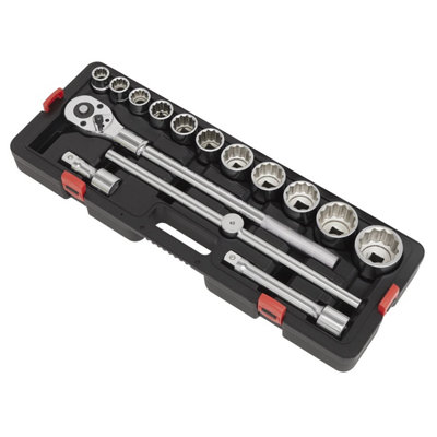 Sealey Socket Set 3/4" Square Drive 12-Point WallDrive 15 Pieces Metric ...