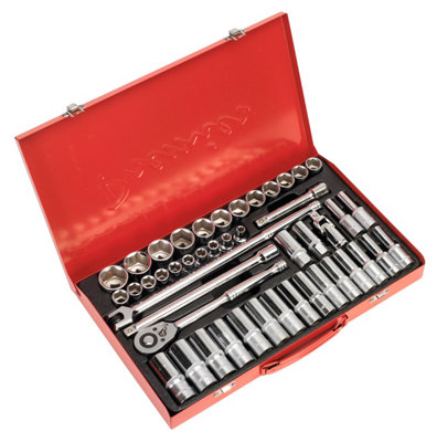 Sealey Socket Set 46 Pieces 1/2" Square Drive 6 Point WallDrive ...