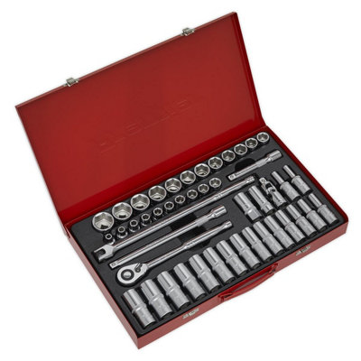 Sealey Socket Set 46 Pieces 1/2" Square Drive 6 Point WallDrive ...