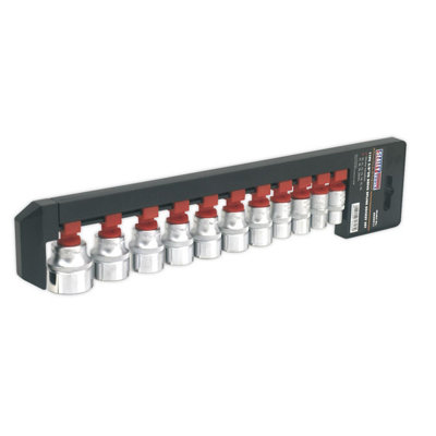Sealey Socket Set Supplied on Rail 11 Pcs 3/8" Square Drive Total Drive ...