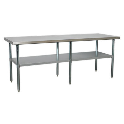 Sealey Stainless Steel Work Bench 2.1 Meters 120kg Capacity Steel Frame ...