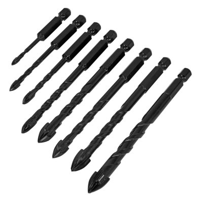 Sealey Tile & Glass Drill Bit Set 8 Pieces Hex Shank Precise Alignment ...