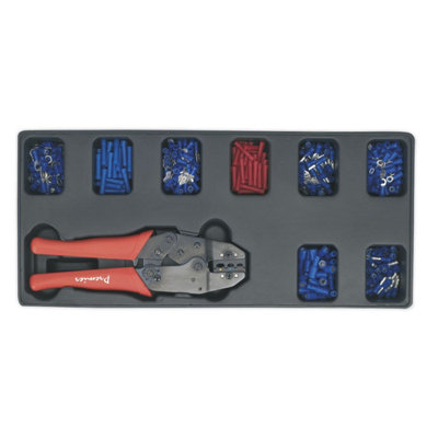Sealey Tool Tray W/ Ratchet Crimper 325 Assorted Insulated Terminal Set ...
