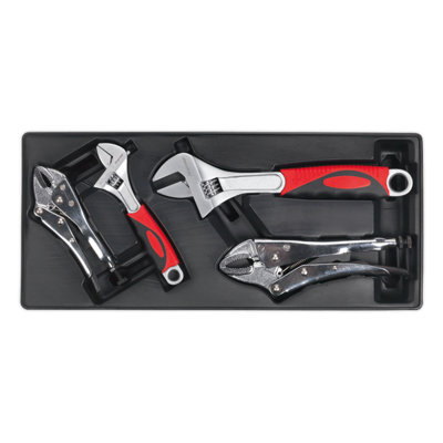 Sealey Tool Tray With Locking Pliers & Adjustable Wrench Set 4 Pieces TBT04